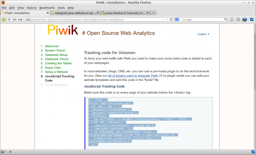 Install and Configure Piwik Web Analytics Tool for Your Websites | Unixmen