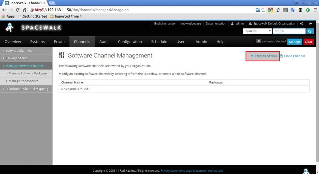 Manage Spacewalk channels and repositories