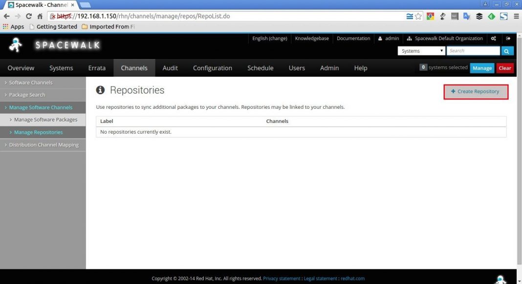 Manage Spacewalk channels and repositories