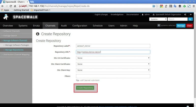 Manage Spacewalk channels and repositories