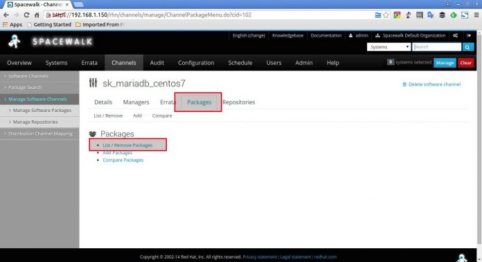 Manage Spacewalk channels and repositories